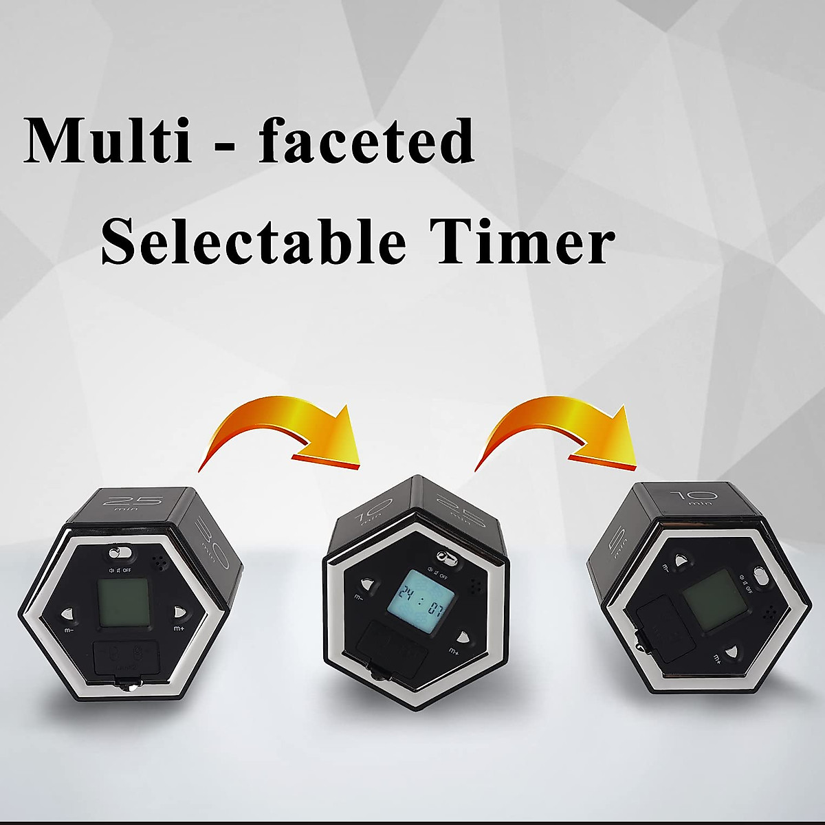 Hexagon Flip Pomodoro Timer,Magnetic Productivity Timer,Smart Study Countdown Kids Visual Timer for Kids,LED Display Digital Timer for Kitchen Cooking Exercise Classroom ADHD Reading (Black)