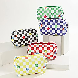 TWOYOMN Smile Makeup Pouch Bag for Cosmetic, Travel Accesssories Organizer, Women Teen Girls, PU Leather,Toiletry Bag,Waterproof Red