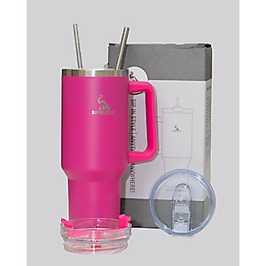 Du&Kha SIPSLEAK 40 Oz Tumbler with Handle and Straw – Stainless Steel Insulated Tumblers with 2 Lids, 2 Straws, Straw Brush – Portable and Reusable Coffee Tumbler Travel Coffee Mug Keeps Hot and Cold