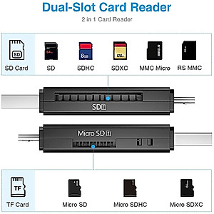 Vanja 3-in-1 SD Card Reader USB-C/USB-A/Micro USB Portable Memory Card Reader Trail Camera SD Card Adapter for SD, SDXC, SDHC, MMC, RS-MMC, Micro SD, Micro SDXC, Micro SDHC and UHS-I Cards