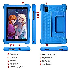 dxmart 32GB,Kids Tablet 8 inch Android 10.0 2GB RAM Quad Core 1280×800 IPS Display Parental Control Kids App Pre-Installed GMS Dual Cameras Kid-Proof Case YouTube Neflix (Blue)