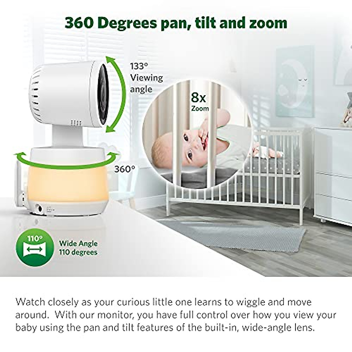 LeapFrog LF930HD 1080p Smart WiFi Remote Access Baby Monitor, 360° Pan & Tilt, 7” 720p HD Display, Color Night Light, Color Night Vision, Two-Way Intercom, Smart Sensors