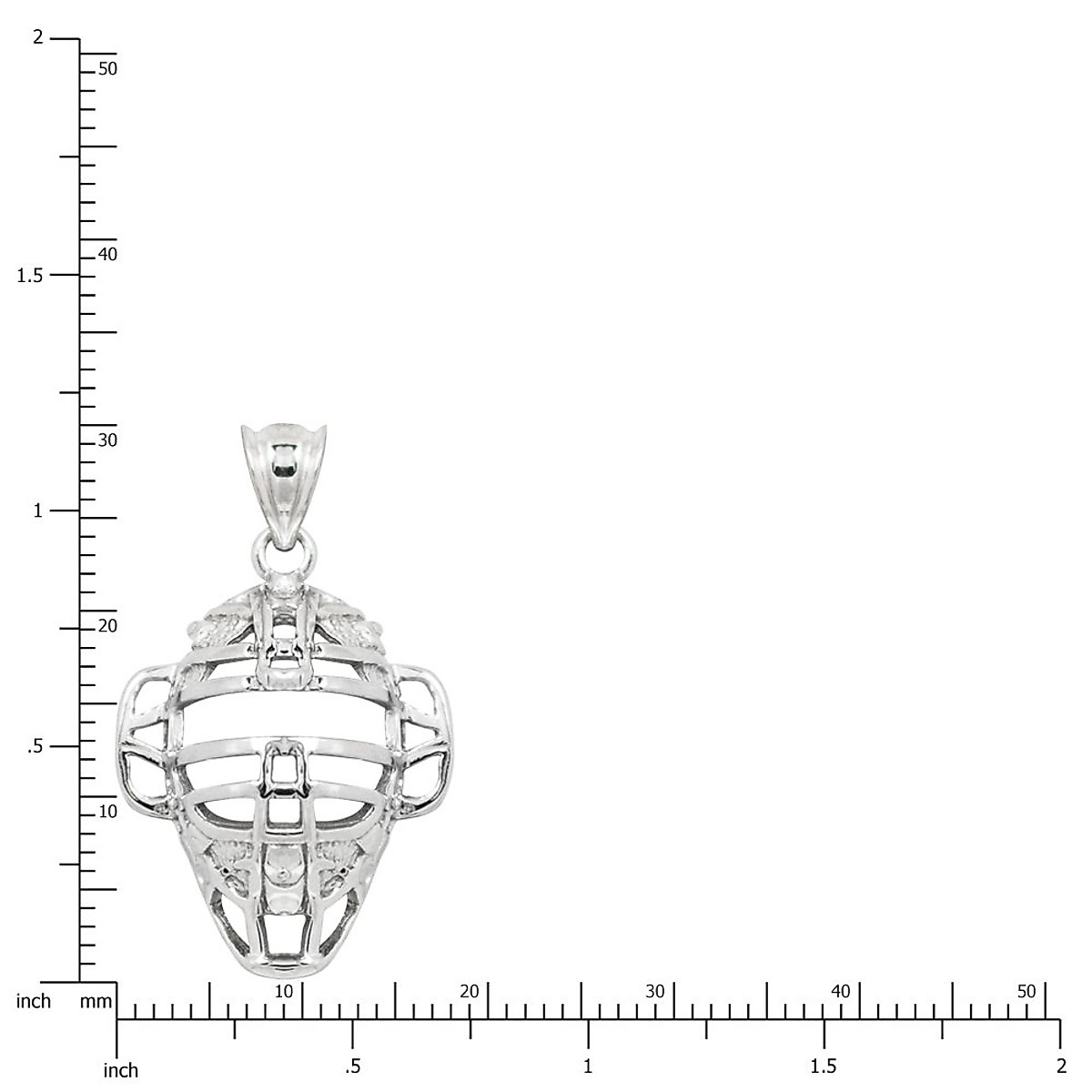 Honolulu Jewelry Company Sterling Silver Baseball Catcher Mask Sports Necklace Pendant with 18" Box Chain