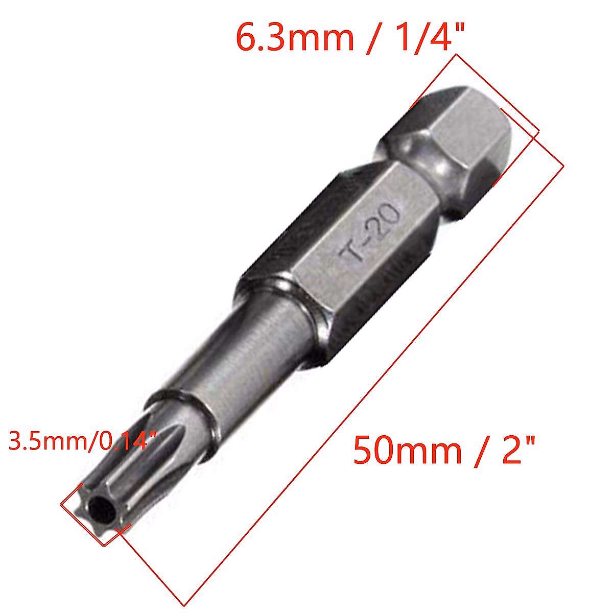 COMOK 10pcs 50mm Long 1/4 Inch Hex Shank T20 Torx Head Magnetic Screw Driver Bit Set Security Tamper Proof Star 6 Point Screwdriver Kit Tools