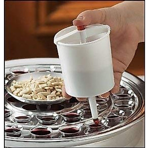 White Plastic Push Button Communion Cup Filler Church Supplies, Fills Up to 25 Cups