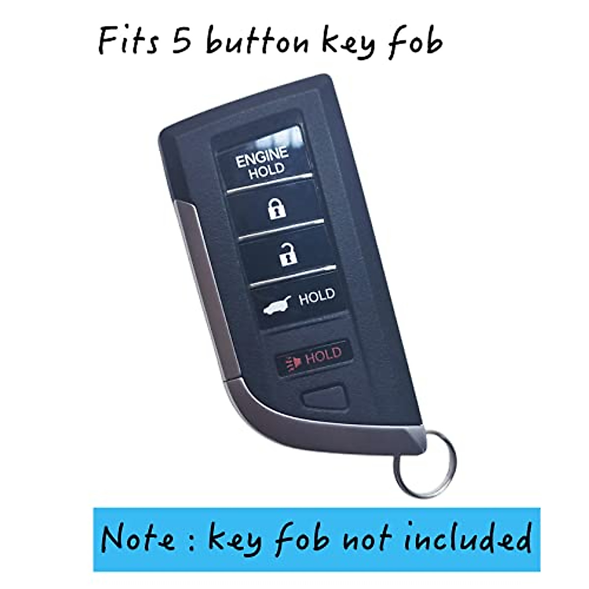 RUNZUIE 2Pcs Silicone Smart Remote Key Fob Compatible with 2023 2022 Acura RDX MDX Key Fob Cover 5 Buttons (Black with Red/Blue)