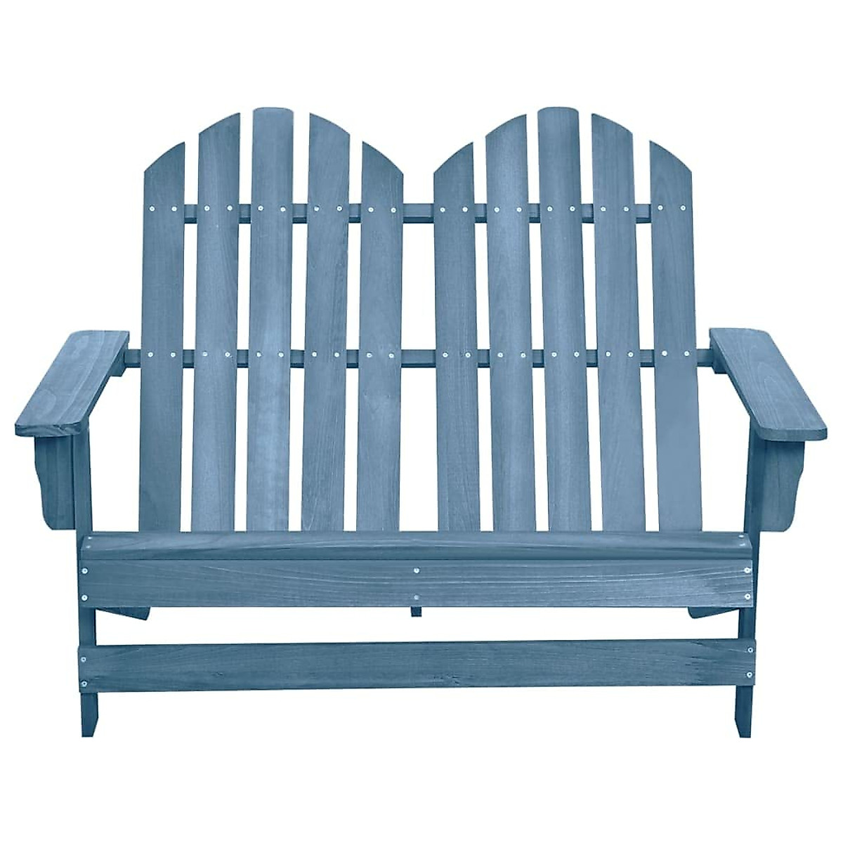 Tidyard 2-Seater Patio Adirondack Chair Solid Wood Fir Blue Outdoor Fire Pit Chair Wooden Garden Armchair for Porch Pool Lawn Deck Backyard Balcony Outdoor