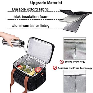 Weitars Lunch Bag For Women Men-Dual Compartment Large Lunch Box For Men Adult Lunch Box For Nurse Office Working Picnic Hiking (15L, Black/kahki)