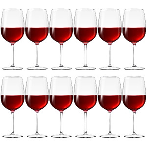 Purpeak Set of 12 Plastic Wine Glasses with Stem Unbreakable Wine Glasses Reusable Clear Goblet Wine Glasses for Drinking, Pool, Travel, Camping or Picnic Supplies (Goblet)
