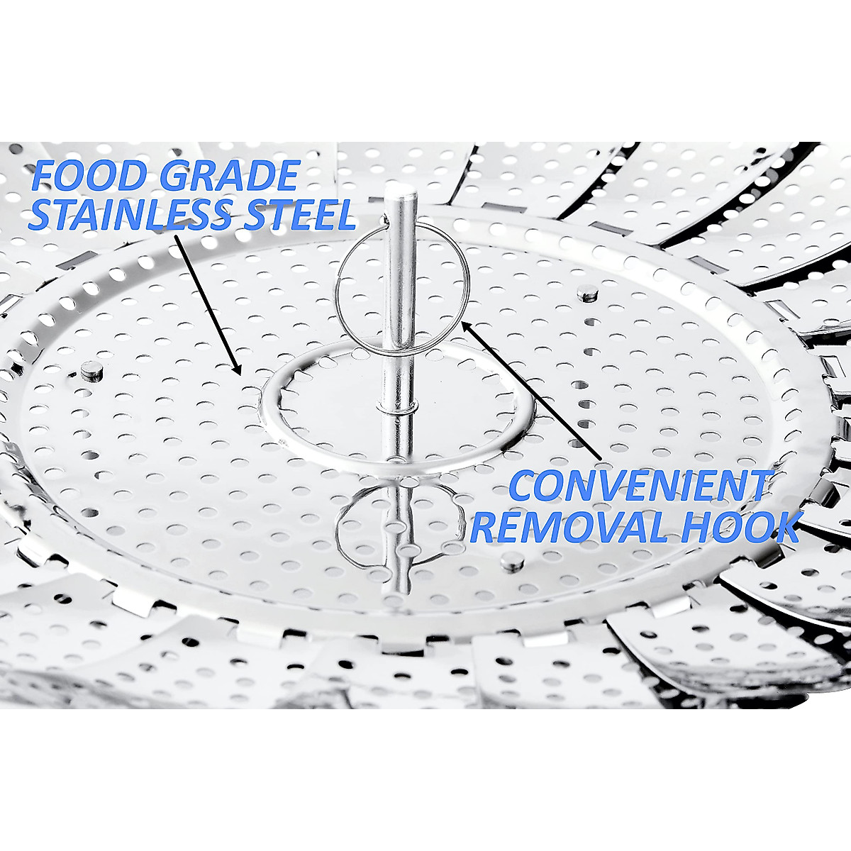 Two-Pack Vegetable Steamer Baskets (Two Sizes) Folding Expandable Steamer Inserts for Instant Pot Accessories, Safety Tool, Stainless Steel, Pressure Cooker, Pot in Pot, Food Steamer Cooking