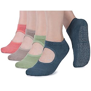 unenow Non Slip Grip Yoga Socks for Women with Cushion for Pilates, Barre, Dance
