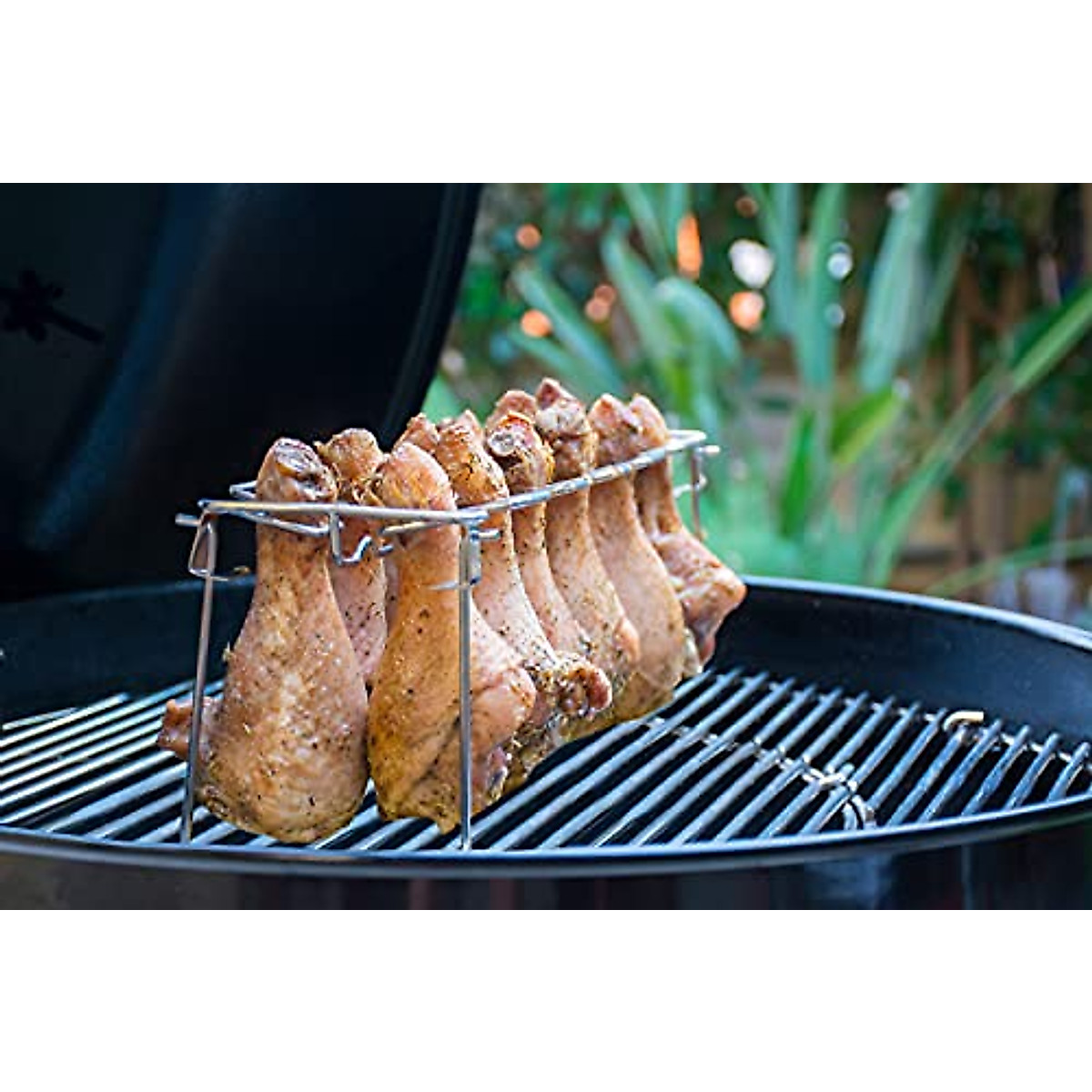 Chicken Leg And Wing Rack For Grill Smoker Oven - Easy To Use 14 Slots Chicken Leg Rack - High Grade Stainless Steel Chicken Wing Rack Chicken Drumstick Holder For Perfect Cook