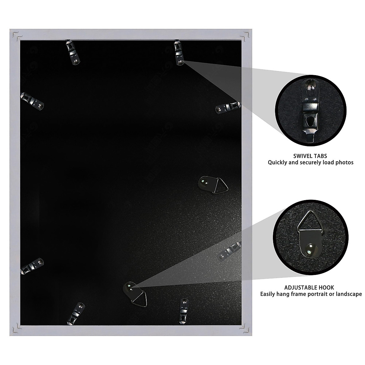 Flocey 11 x 14 Picture Frames set of 2, Made of Solid Wood and Safety Plexiglass Display Pictures 8x10/5-4x6 with Mat or 11x14 Without Mat for Wall Mounting Photo Frames Grey