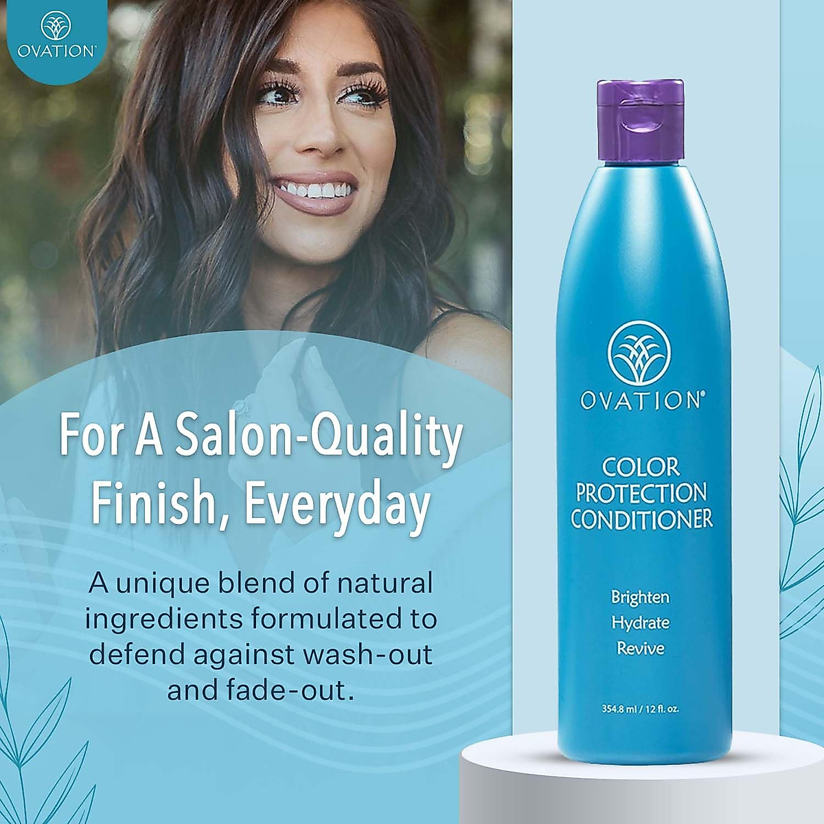 Ovation Hair Color Protection Conditioner - Hair Conditioner for Colored Hair - 12 oz - Brightens and Hydrates Color-Treated Hair - With Quinoa, Aloe Vera, Argan Oil - No Parabens and Sulfates