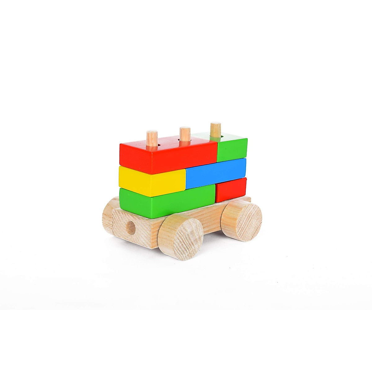 Dreamzberry Wooden Pulling Block Toy Train Construction Vehicle, Educational Toys for Home Learning Kindergarten Motor Skills, Imagination Development Puzzle Preschool Children Toy Set for Kids Age 3+