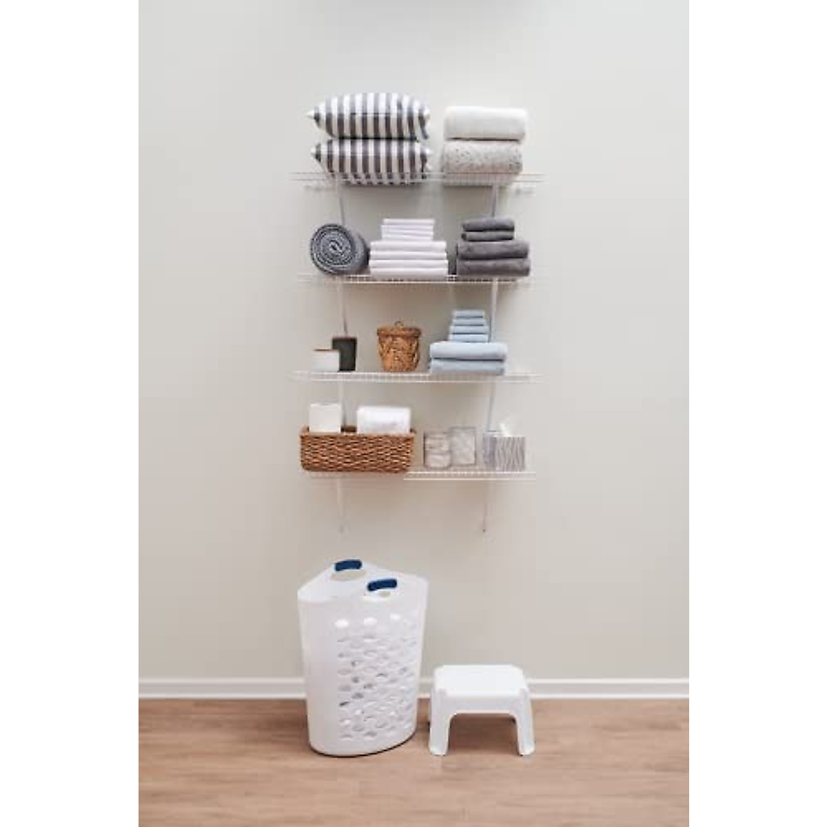 Rubbermaid Direct Wall Mount Linen Shelf Kit, White, Home Organization/Closet/Pantry Shelves for Clothes/Towel/Bedding, 3 Foot