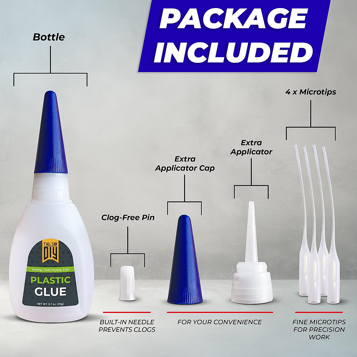 Y'allCanDiy Super Glue for Plastic 20g (.7 oz) - Heavy Duty Glue for Legos & Miniatures. CA Glue Adhesive for PLA, 3D Printing, Toys, Car, ABS, PVC, DIY Kits