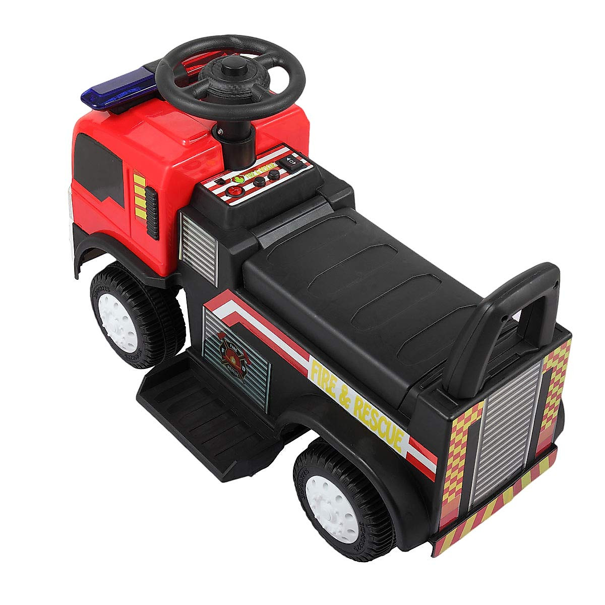 TOBBI 6 Volt Rechargeable Battery Powered Ride On Electric Fire Truck Vehicle with Working Lights and Siren for Ages 3 Years & Up