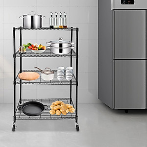 MEIWAIZX Storage Shelves UltraDurable Steel Wire Shelving Unit with Wheels 36" Dx14 Wx57 H Heavy Duty Metal Shelves Garage Organizer Wire Rack Shelving for Kitchens Warehouses Supermarkets