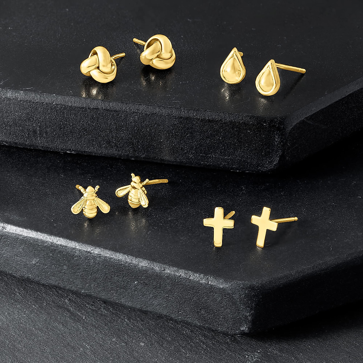 RS Pure by Ross-Simons 14kt Yellow Gold Love Knot Stud Earrings