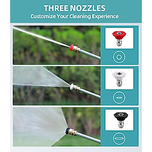 Hamirah Jet Nozzle High Pressure Hose Nozzle, Hydro Jet Heavy Duty Nozzle Sprayer With 3 Different Nozzles, 3-In-1 High Pressure Wand, Hose Quick Connectors For Patio Car Pet Window Washing