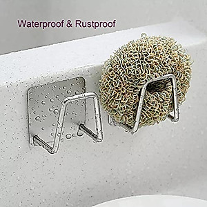 MAXGLAM 4 Pack Adhesive Sponge Holder Sink Organizers Caddy for Kitchen Accessories Quick Drying Mini Size Scrub Sponge Sus304 Stainless Steel Rust Proof Waterproof Save Space of Sink