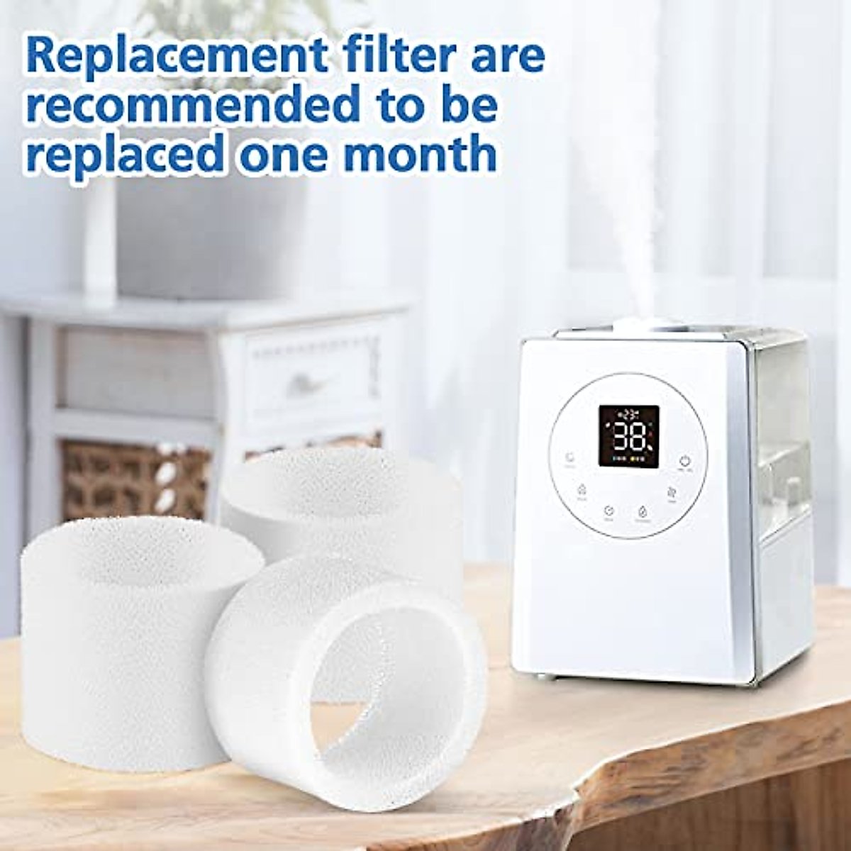 ShufudeJa 30 Pack Humidifier Replacement Filter Compatible with LEVOIT Dual150, Dual200S, Classic300(S), LV600S Series Humidifiers, Sponge Filter Humidifier Replacement Part