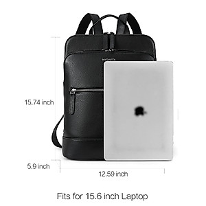 BOSTANTEN Genuine Leather Laptop Backpack Purse for Women Backpack Travel Bag Black