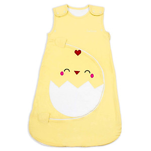 Luvberries - 100% Organic Cotton Baby Sleeping Bag, Unisex Swaddle Transition Sleep Sack with 2-Way Zipper and Nappy Change Zipper, Sleeveless Wearable Blanket, for Boys and Girls (Baby Chick)