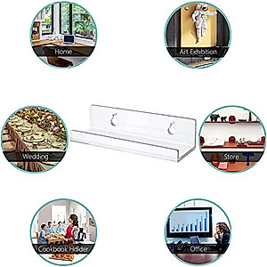 Vinyl Record Shelf Wall Mount 6 Pack, 4inch Floating Acrylic Shelves, C-d Vinyl Record Display Rack, Clear Acrylic Shelf for Vinyl Record Display, Floating Book Shelves for Kids Room