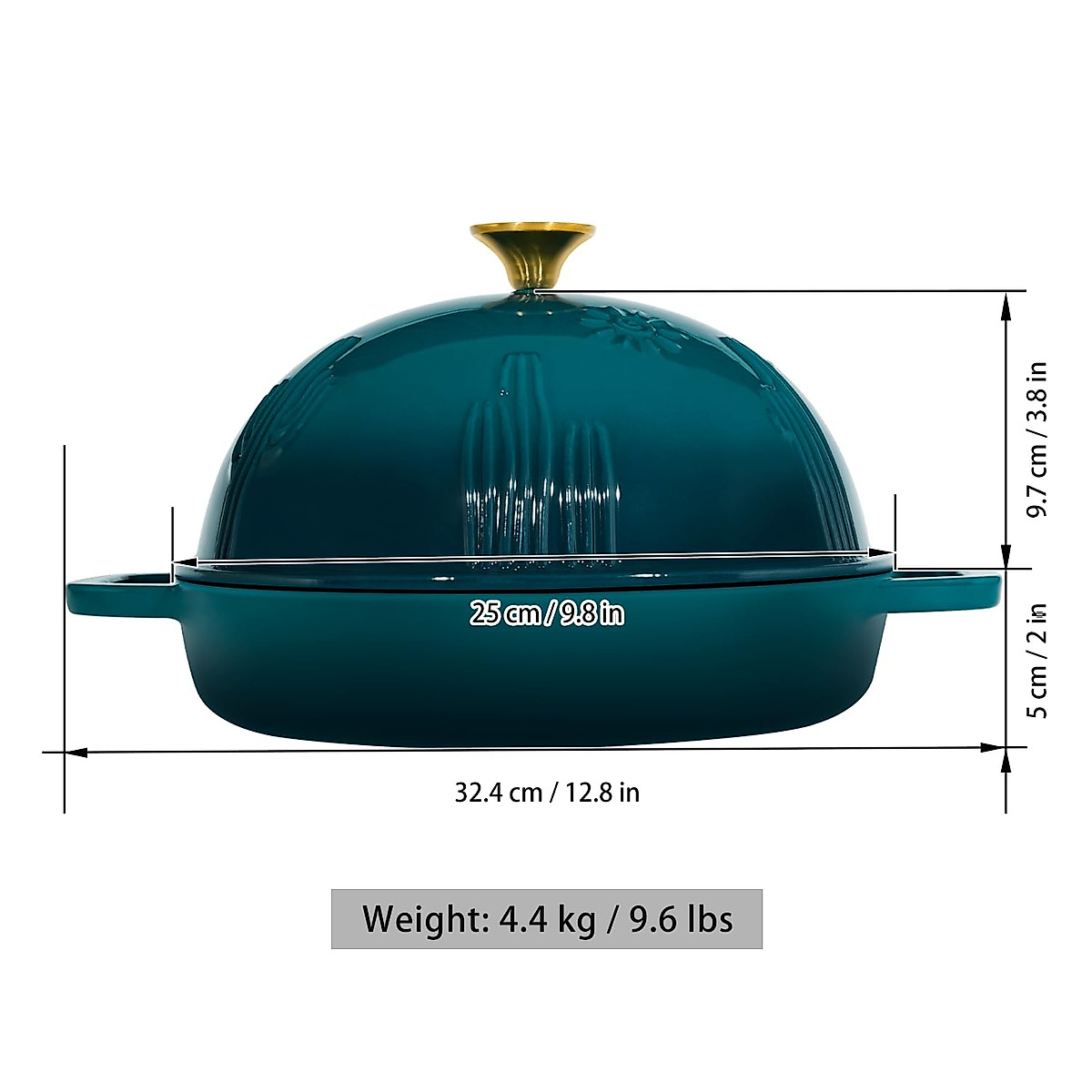 Flavehc Bread Oven Cast Iron Bread Dutch Oven with Cloche Lid for Bread Baking Darkcyan Enameled Cast Iron Bread Oven with Dome Lid for Sourdough 5 qt