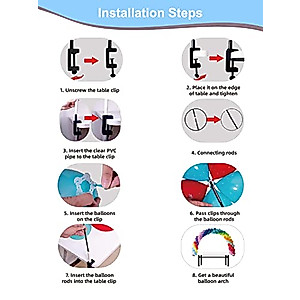 RUBFAC Table Balloon Arch Kit with 100pcs Rainbow Balloons, 12ft Ballon Stand Frame for Different Size, Tables Balloon Arch Stand for Wedding Baby Shower and Birthday Party