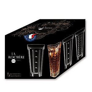 La Rochere Set of 4, Saga King 12 oz Drinking, Double Old Fashion, Iced Tea Glass, 4 Count (Pack of 1), Clear