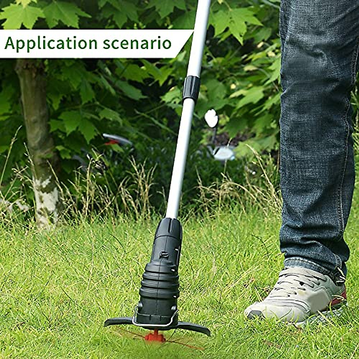 kekafu Cordless String Trimmer Weed Wacker Electric Thread Trimmer: 12V Power Grass Trimmer Lawn Edger,Electric Lawn Trimmer for Cutting Blade, Adjustable Height Weed Eater Tool for Garden and Yard