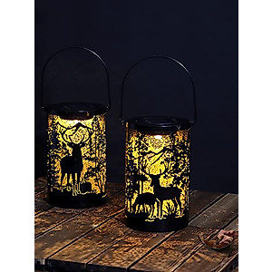 MECAKUCA Solar Garden Lights,Outdoor Lanterns Waterproof,Hanging Patio Lights,Decorative Retro Metal Solar Lights for Table Patio Yard Pathway Walkway Christmas