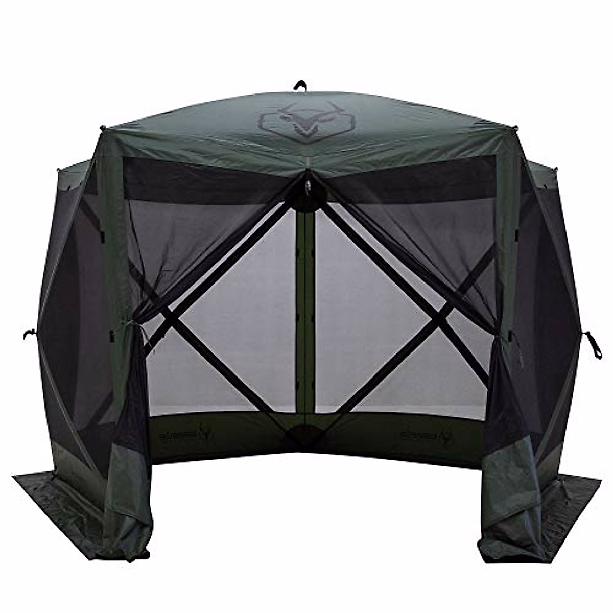 Gazelle GG500GR 4 Person 5 Sided Outdoor Portable Pop Up Water and UV Resistant Gazebo Screened Tent with Carry Bag and Stakes, Alpine Green