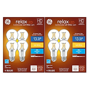 GE Relax 8-Pack A19 60 Watt Equivalent Crystal Clear Soft White Dimmable LED Light Bulbs