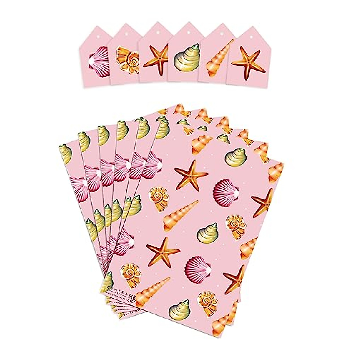 CENTRAL 23 - Pink Wrapping Paper - Trendy Gift Wrap for Female - Shells and Starfish - Beach Theme - Hen Do Birthday - Recyclable