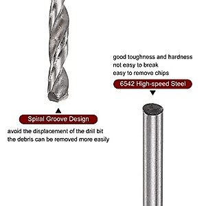 HARFINGTON 2pcs 6542 High-Speed Steel Twist Drill Bit, 2.5mm Drill Bit 200mm Length Extended Straight Shank Black Oxide Ground Drill Bit for Steel Aluminum Alloy