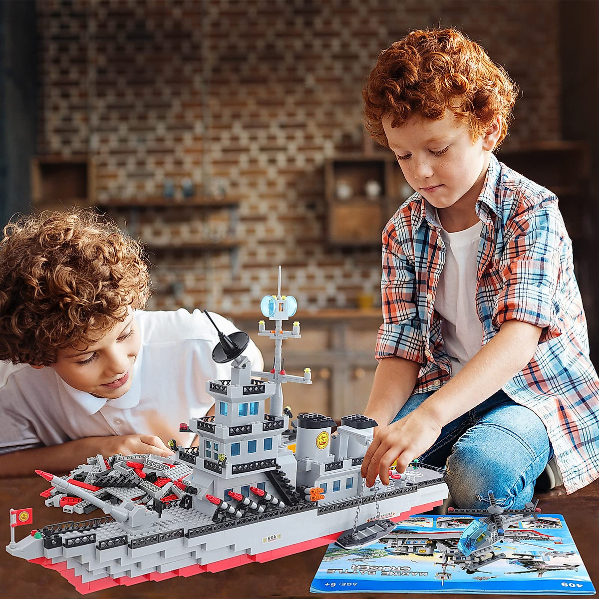 Aircraft Carrier Toy Building Blocks Set with Storage Box, 1131pcs, Army Battleship Aircraft Boat Building Toy with Army Helicopter, Come with Baseplate Lid, Gifts for Kids Boys Girls 6-12