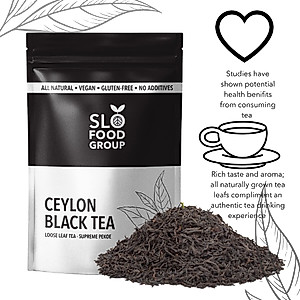Slofoodgroup Ceylon Black Tea - Loose Leaf Black Tea from Sri Lanka - Pekoe Grade Tea Leaf (8 OZ)…