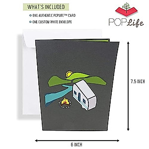 PopLife Camping Trip 3D Father's Day Pop Up Card - Happy Anniversary, Retirement Gift, Valentine's Day card for Him, Birthday - Mountain Card, RV Traveler - for Husband, Son, Father