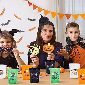 Ainibar Halloween Party Cups - Set of 20 Orange,White,Black and Green 16oz Stadium Cups,Perfect for Hocus Pocus Halloween Party Supplies, I Smell Children Holiday Witches Halloween Party