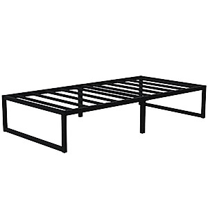 Lutown-Teen 14 Inch Twin Bed Frames Heavy Duty Metal Twin Size Platform Bed Frame No Box Spring Needed, Noise Free, Easy Assembly, Black
