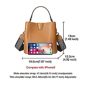 Women Hobo Bucket Purse Crossbody Bags Genuine Leather Handbags for Women with Handle Ladies Shoulder Bags Brown