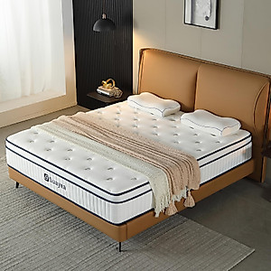 SUAYEA Queen Mattress, Queen Size Mattress in a Box, Medium Firm Matterss with Pocket Spring and Soft Foam, Ultimate Motion Isolation, Strong Edge Support, 10 Inch Queen Size Hybrid Mattress