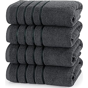 Utopia Towels 4 Pack Premium Viscose Oversized Bath Towels Set, 100% Ring Spun Cotton (27 x 54 Inches) Highly Absorbent, Quick Drying Shower Towels for Bathroom, Spa, Hotel and Gym (Grey)