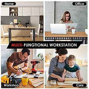OLBRUS 48 "Adjustable Workbench with Power Outlet, Heavy Duty 2000 LBS Load Capacity Hardwood Workbench Suitable for Workshop, Office, Garage, Home