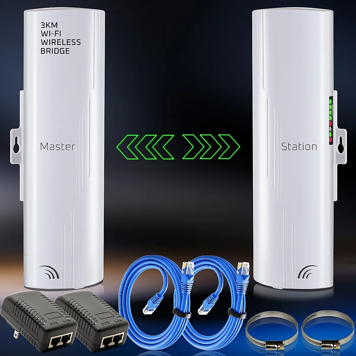 Wireless Bridge Point to Point Outdoor WiFi, Wireless Network Expansion Kit, Long Range High Speed 5G | 2 Units Bridge Kit Complete Pre-Configured - P2P Long Range (2Pack)