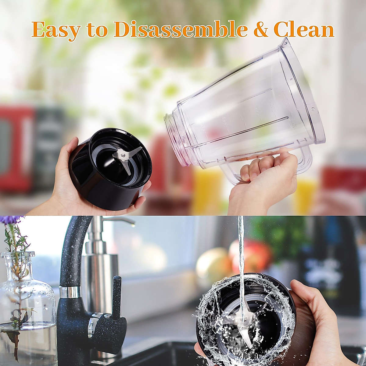 JUSANTE Kitchen Blender, 500W Countertop Blender with 52oz Plastic Jar for Smoothies Milkshake Desserts Nut Butter, Cocktails Sauces (White)